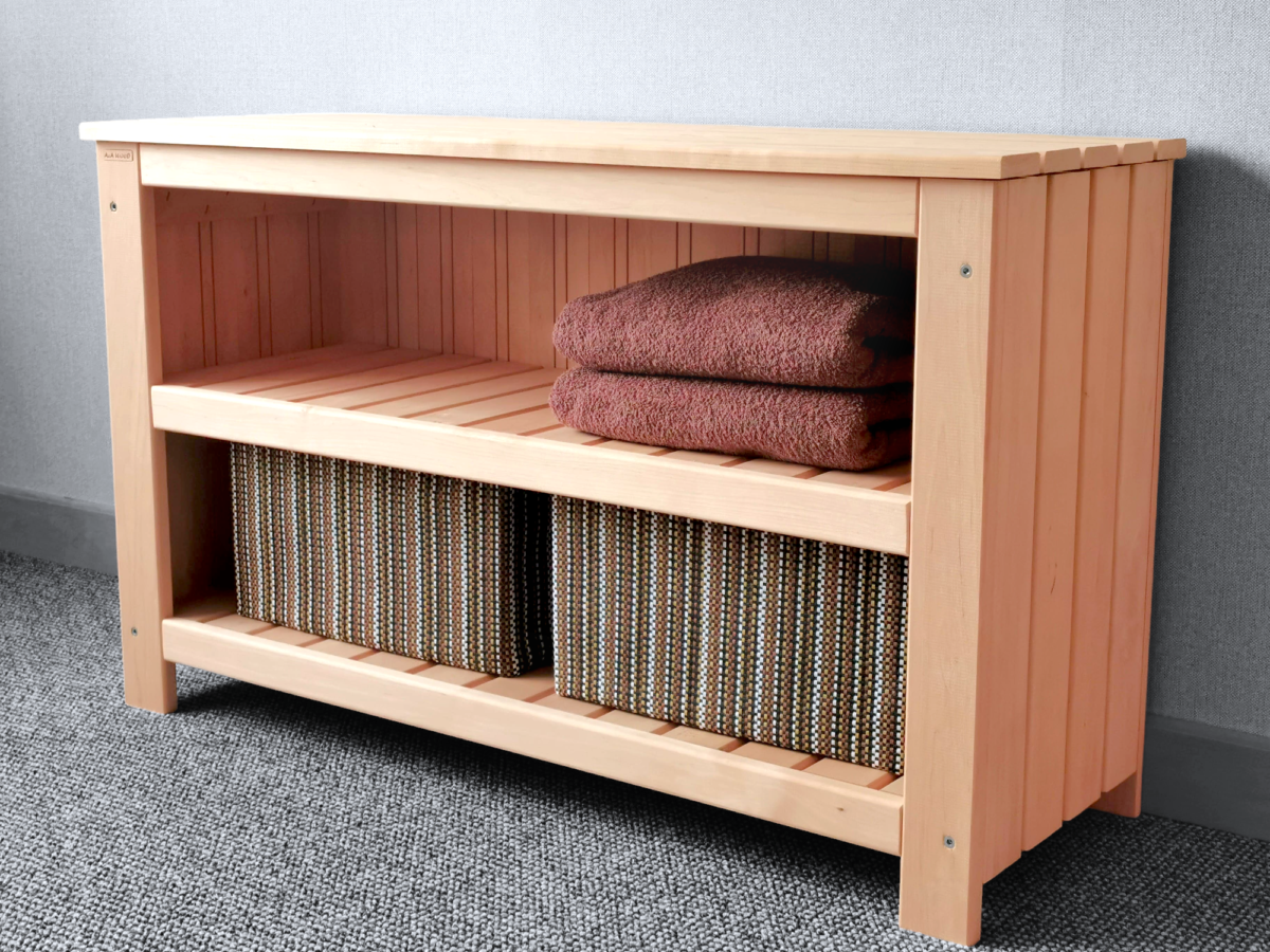 Puidust riiul LKR1020, täispuidust riiul, saunamööbel - A&A Wood